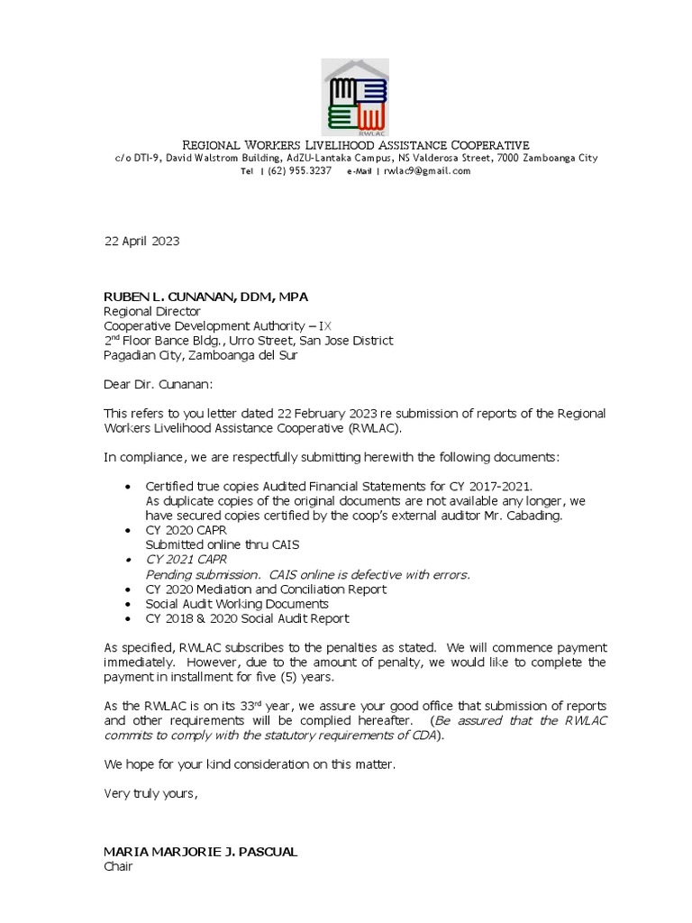 Letter To CDA Penalties | PDF