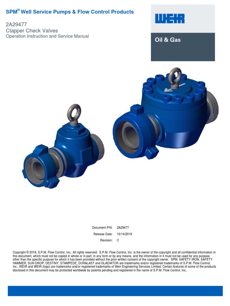 2a29477 Clapper Check Valve Ops Manual | Download Free PDF | Valve | Pump