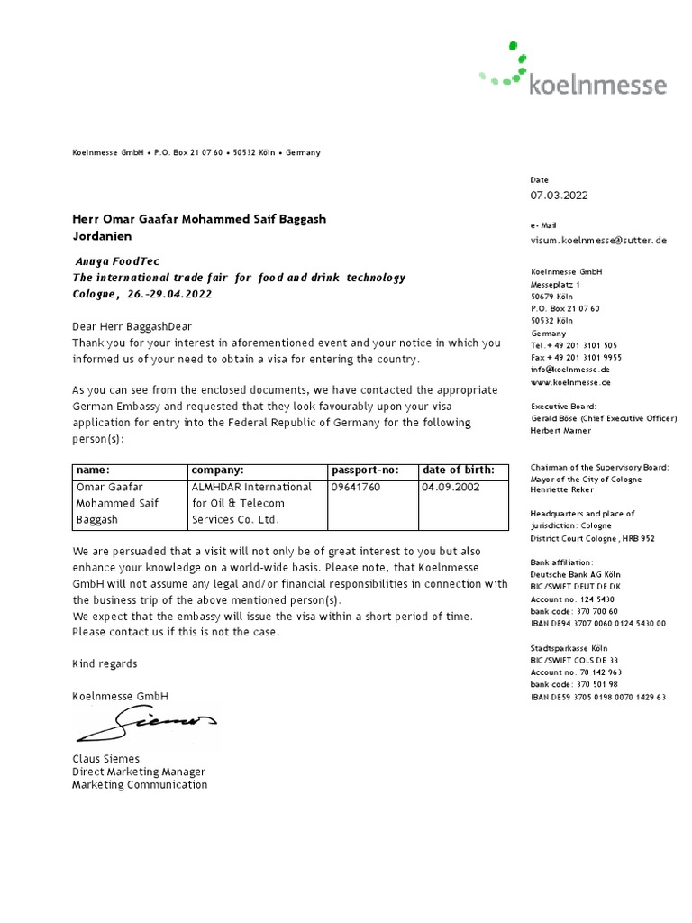 Einladung - Aft Omar Gaafar Mohammed Saif Baggash | PDF | Banking ...
