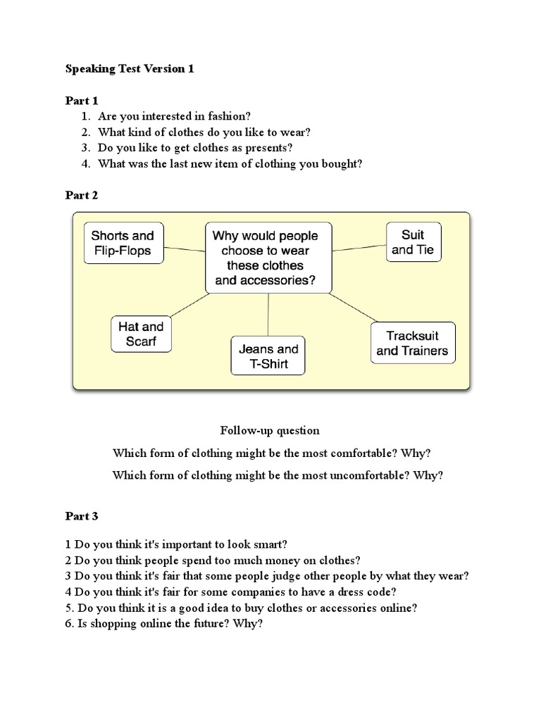 Speaking Test Version 1 | PDF