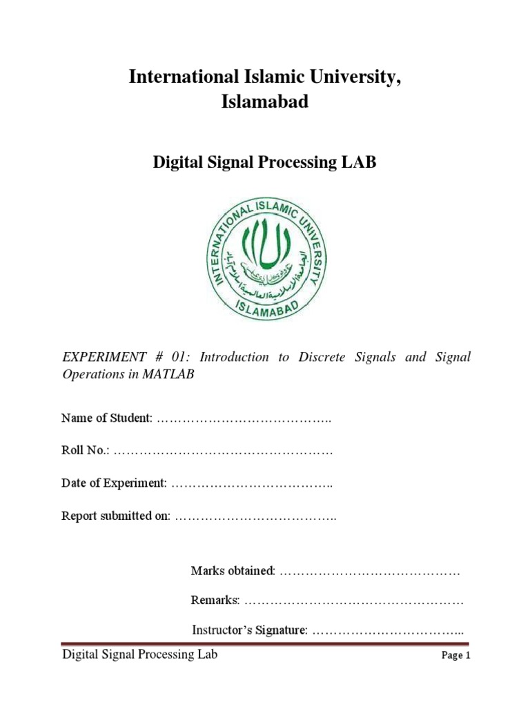 DSP Lab 1 Handout | PDF