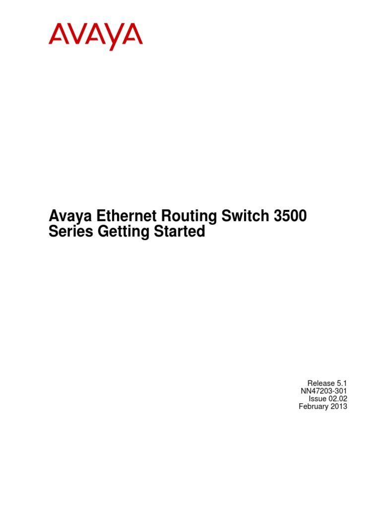 Avaya Ethernet Routing Switch 3500 Series Getting Started: Release 5.1 ...