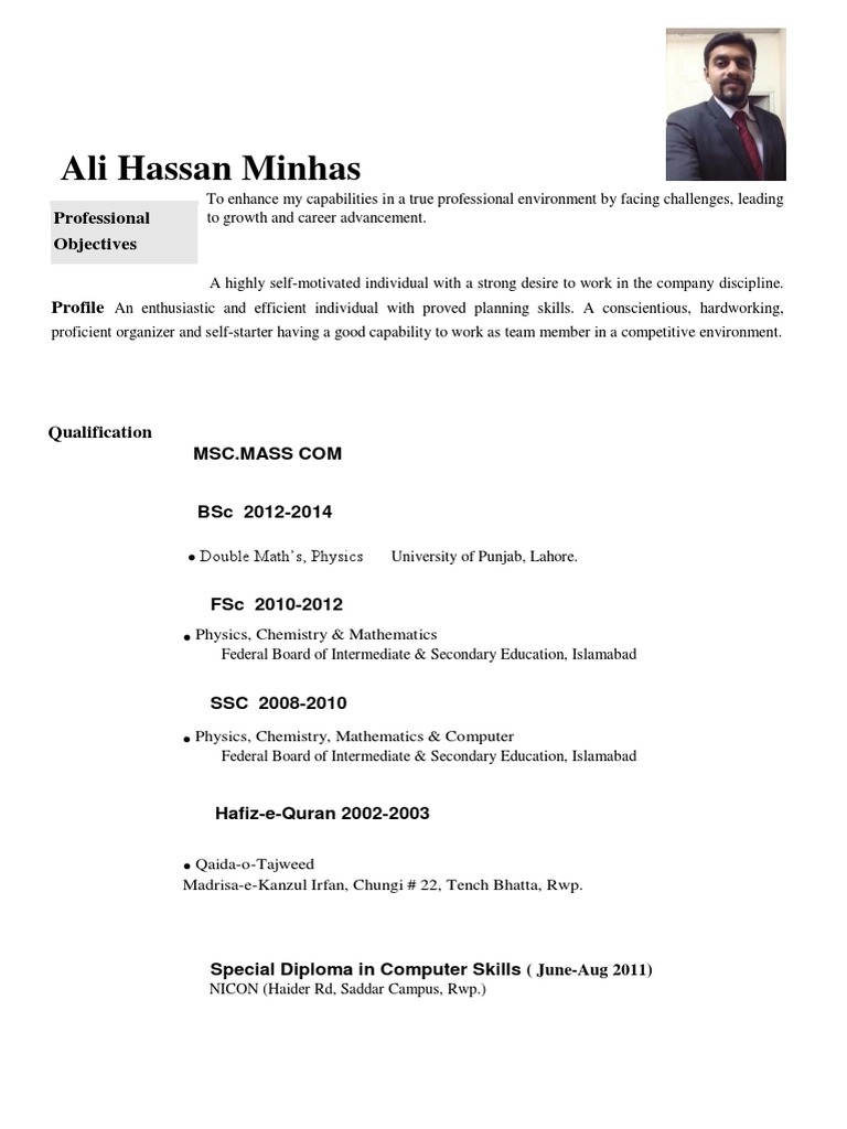 CV-Ali Hassan | PDF | Software | Computing