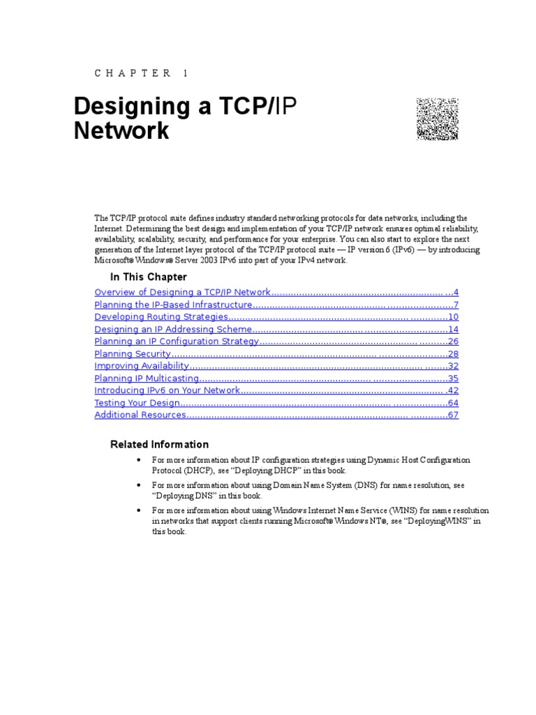 04 CHAPTER 1 Designing A TCP and IP Network | PDF | Ip Address | Routing