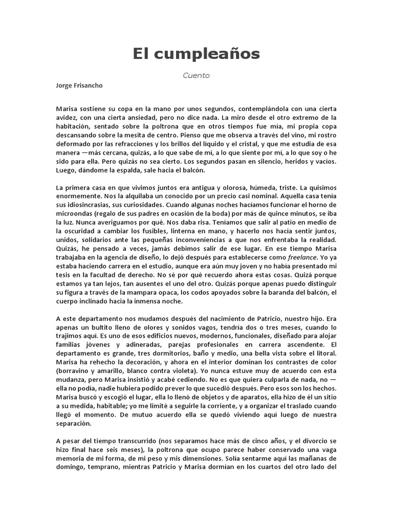 Cumpleaños, Cuento. | PDF