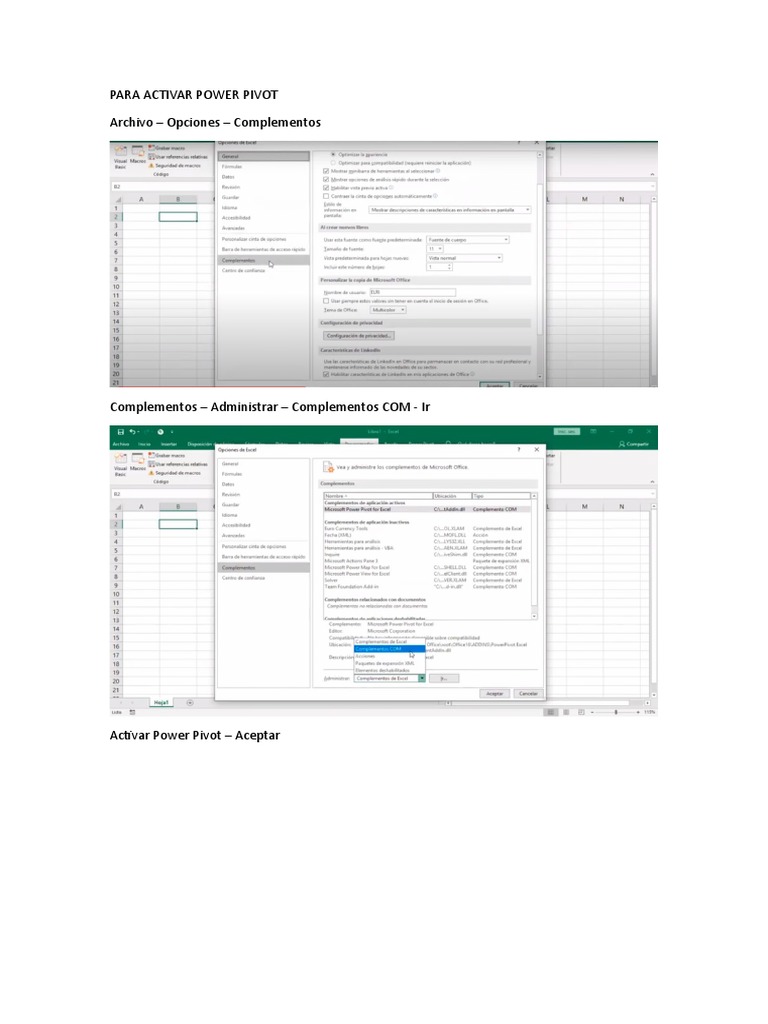 Guía para Activar y Usar Power Pivot | PDF
