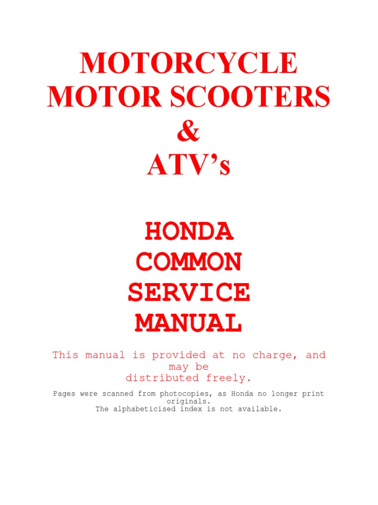 Honda Common Service Manual MOTORCYCLES | PDF