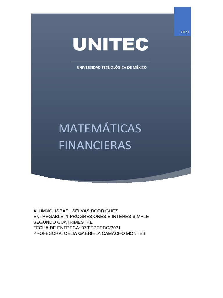 Entregable Progresiones e Interes Simple | PDF