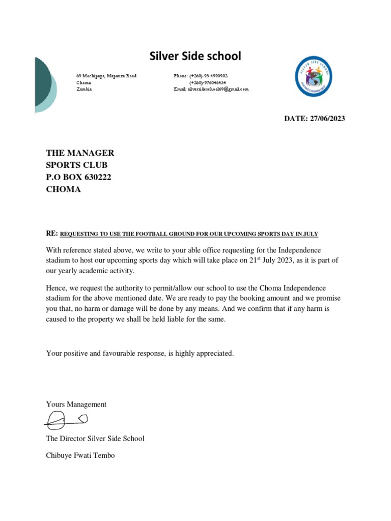 Sports Club Letter | PDF