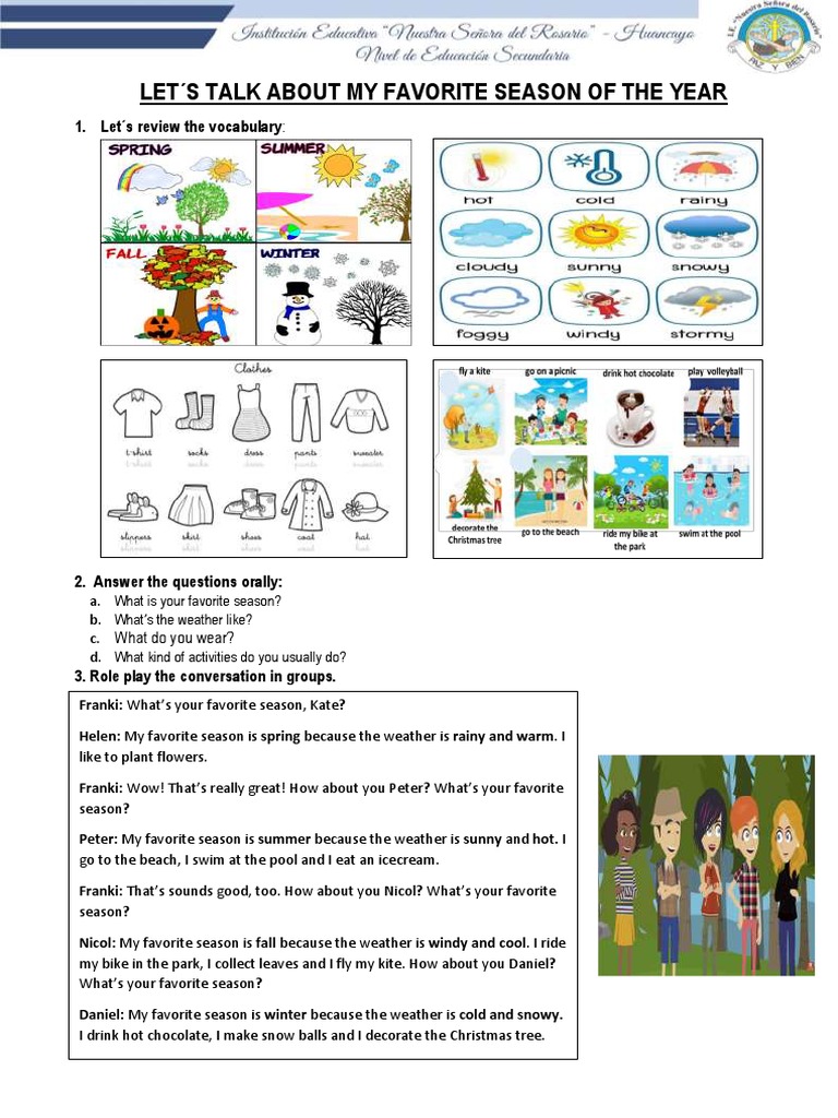 Talking About My Favorite Season - 1° Grade | PDF