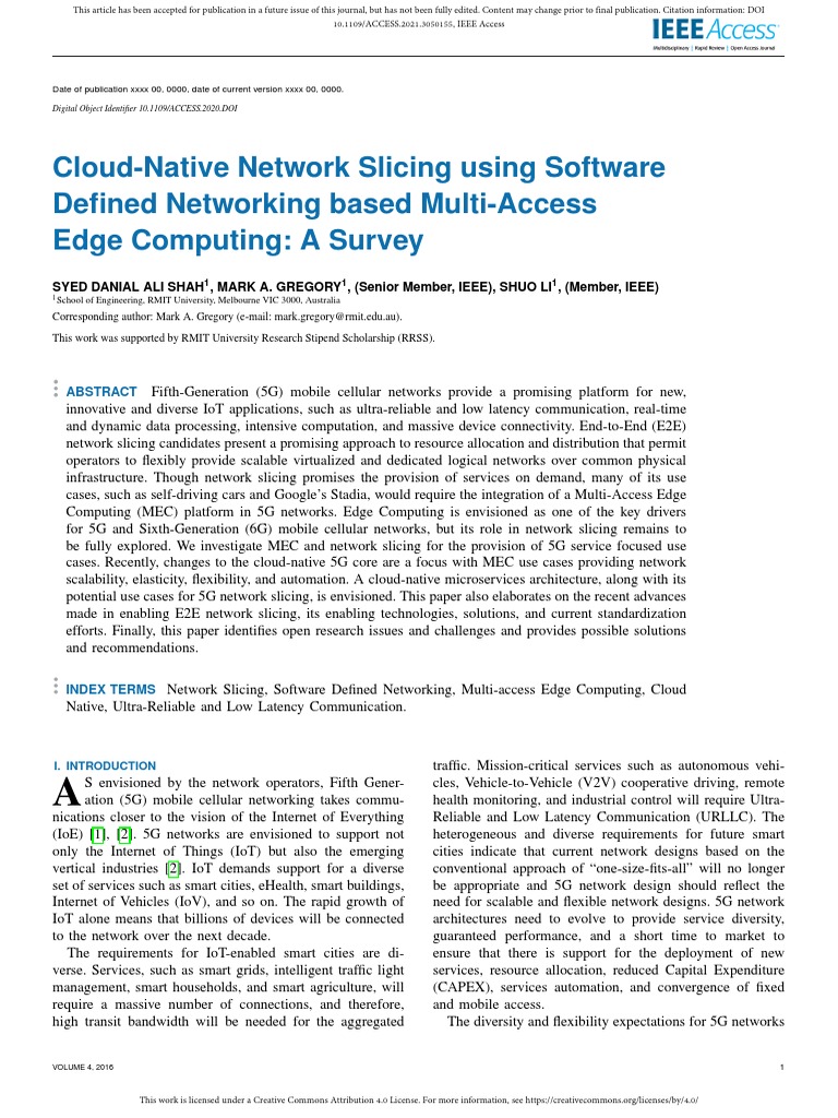 Cloud-Native Network Slicing Using Software Define | PDF | Computer Network | Internet Of Things