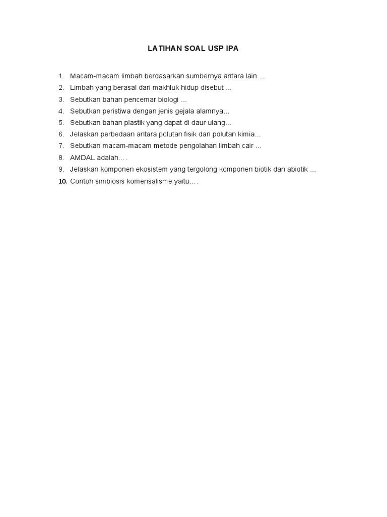 Latihan Soal Usp Ipa | PDF
