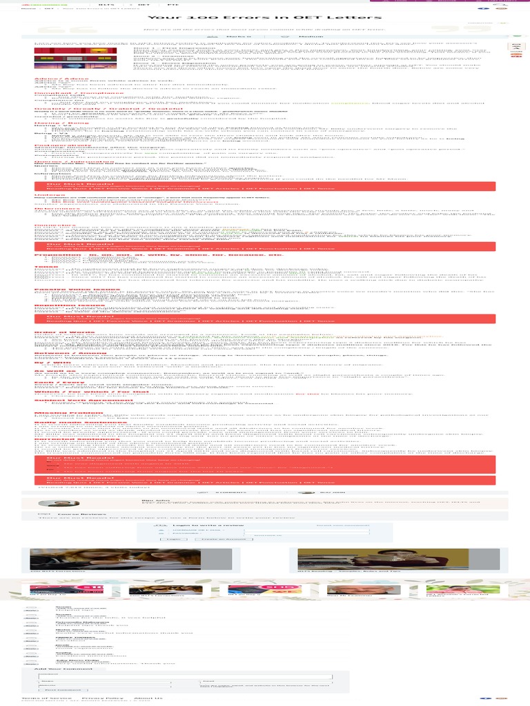 Your 100 Errors in OET Letters - English Melon | PDF