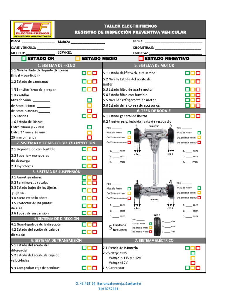 Formato para Inspeccion de Vehiculos | PDF