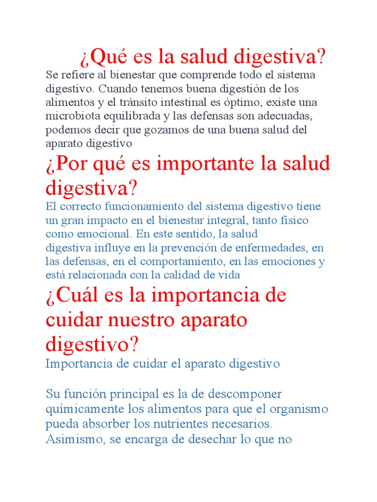 Qué Es La Salud Digestiva | PDF