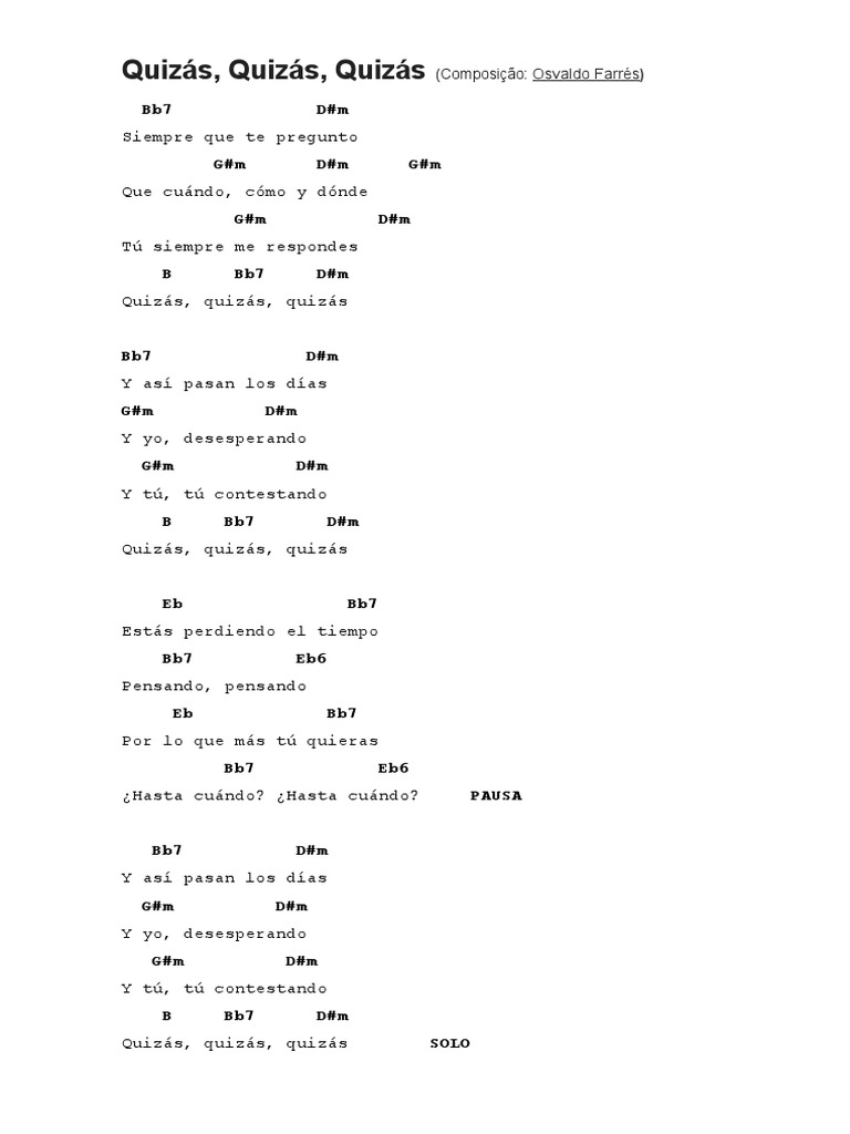 Quizás, Quizás, Quizás - Cifra Com Arranjo Com Letra Conferida | PDF
