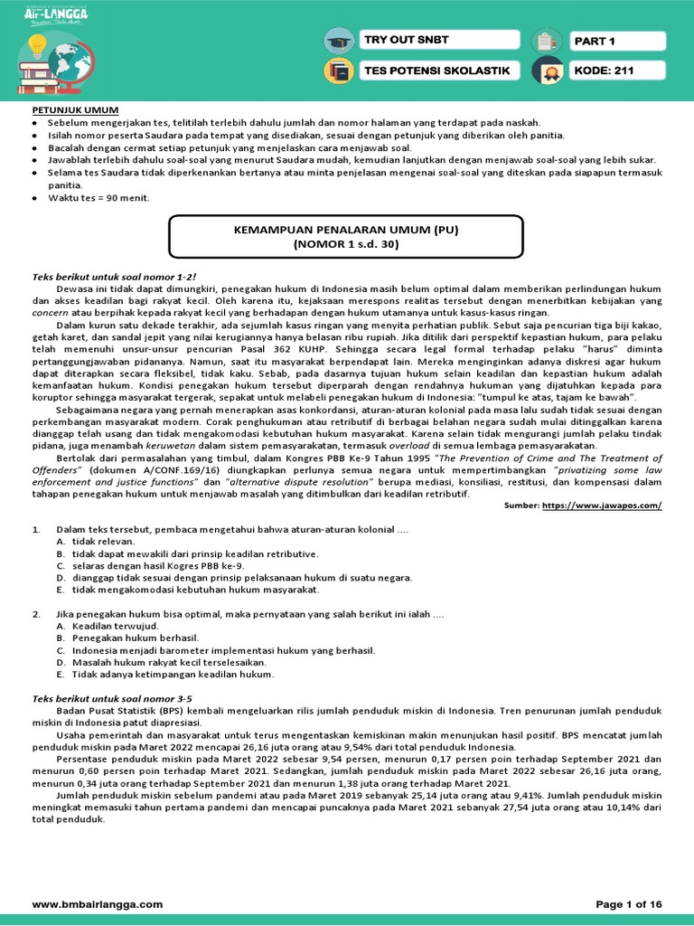 To Tps - Super SNBT #1 BMB Air-Langga (2022-2023) | PDF