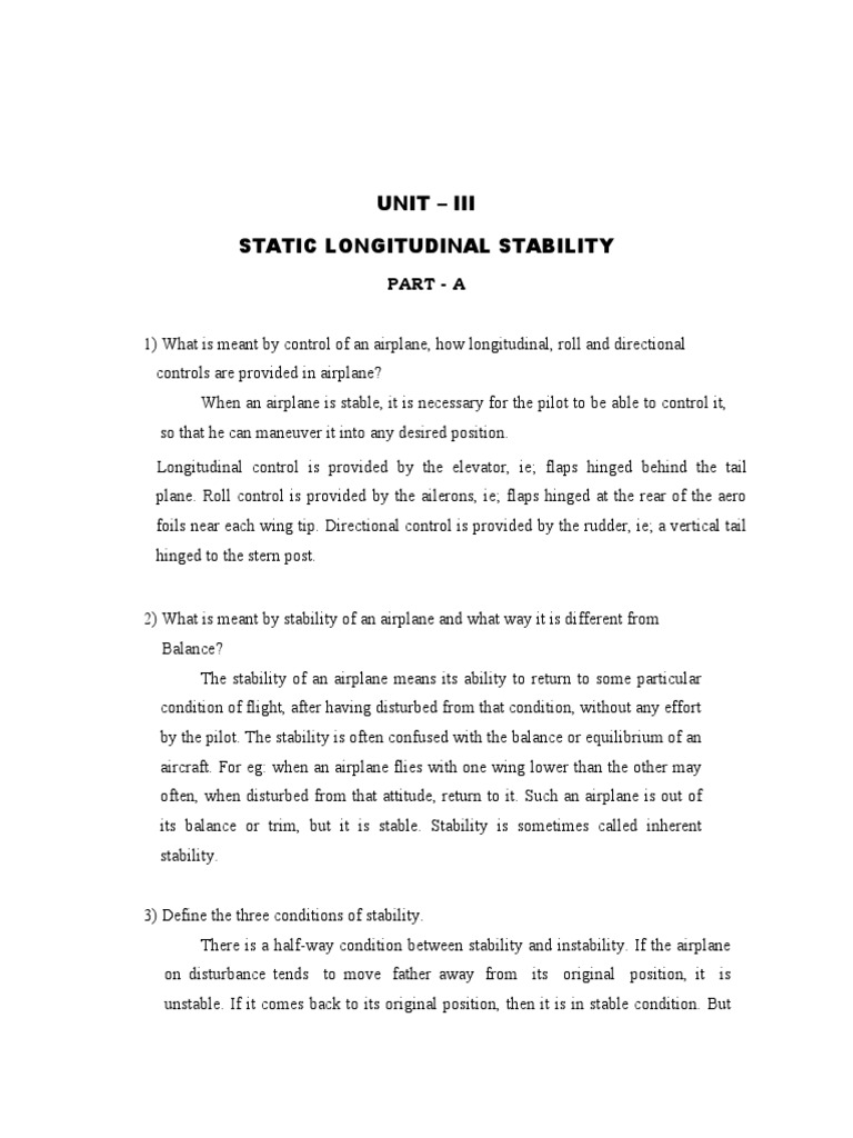 Static Longitudnal Stability | PDF