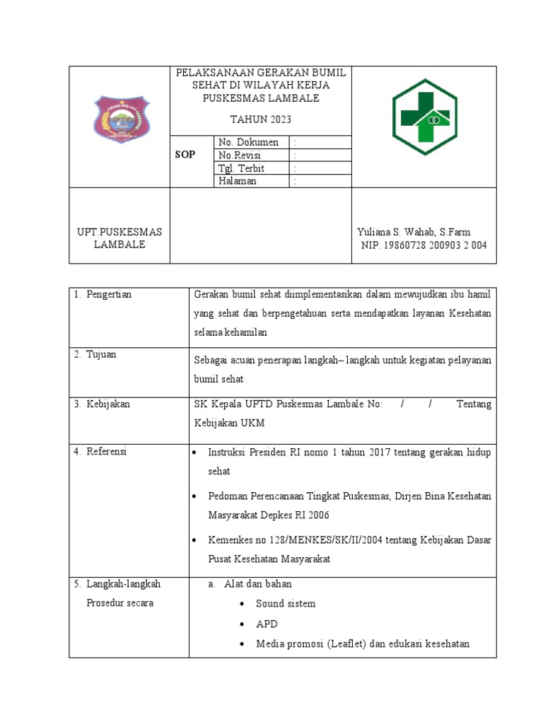 Pelaksanaan Gerakan Bumil Sehat 2023 | PDF