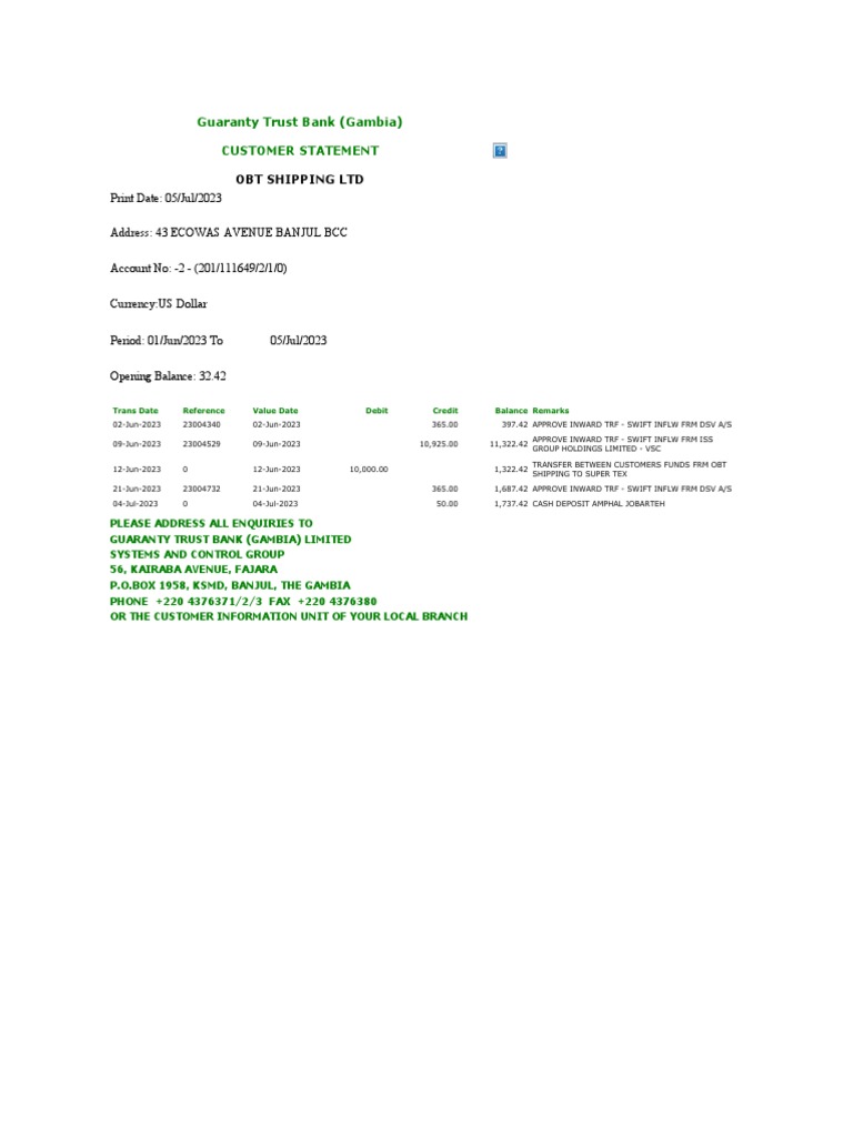 Bank statement-USD | PDF