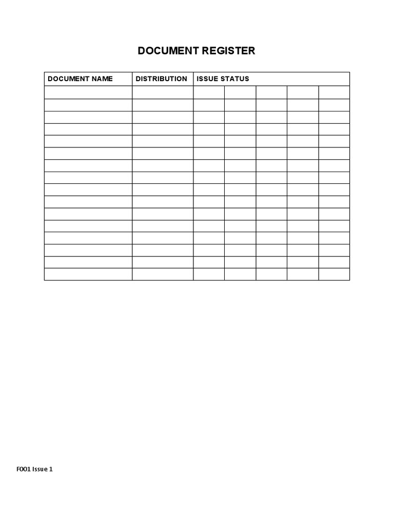 Example - Document Control Register | PDF