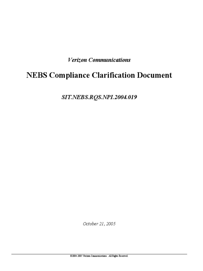 Verizon NEBS Compliance Overview | PDF