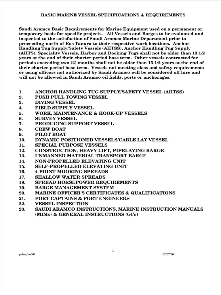 Dokumen - Tips Basic Marine Vessel Specification | PDF