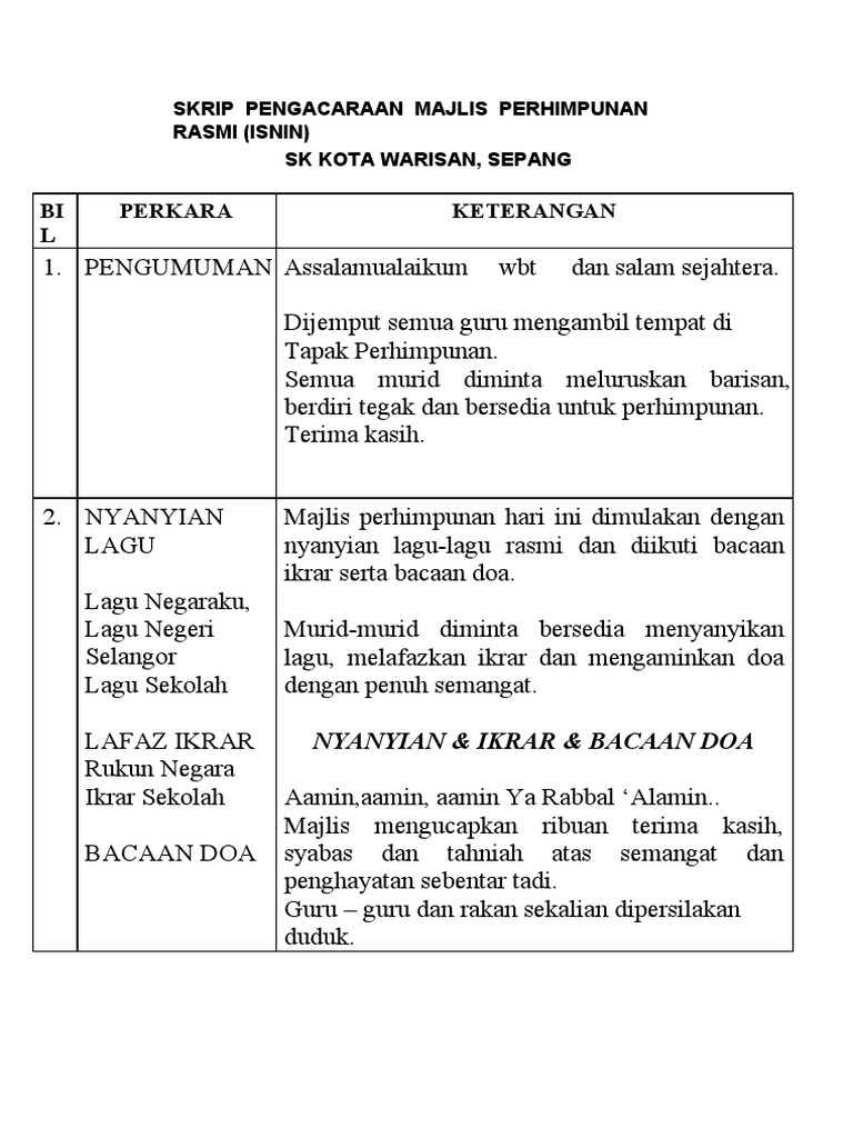 Teks Ucapan Isnin | PDF