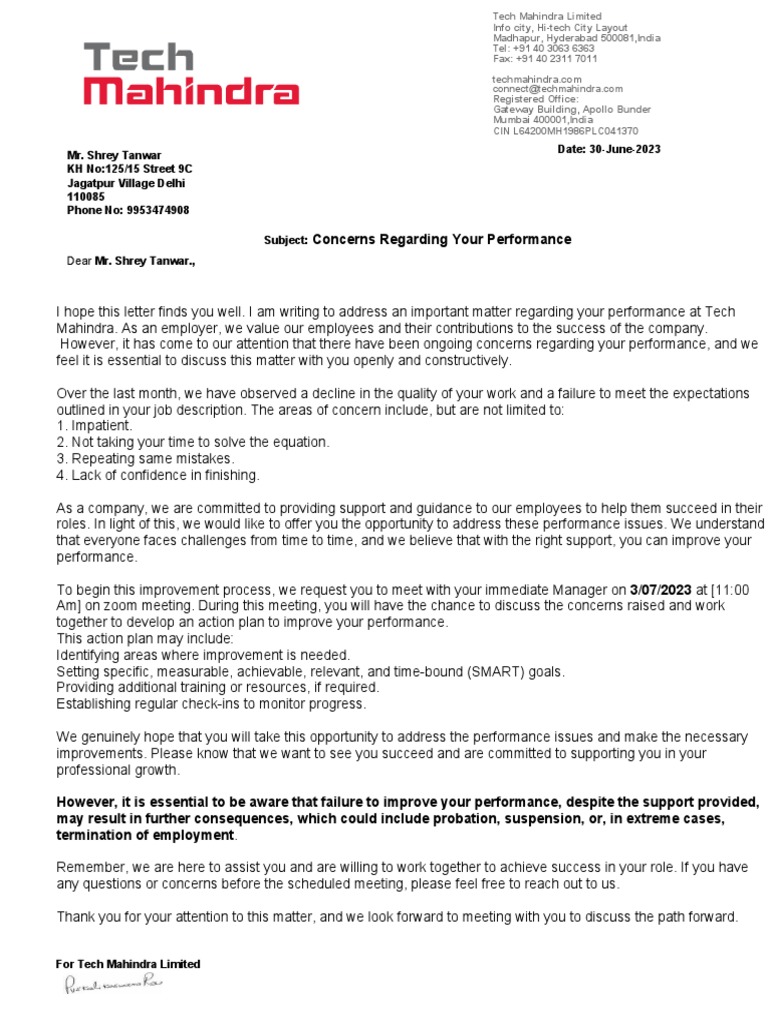 Performance Improvement Meeting Notice | PDF