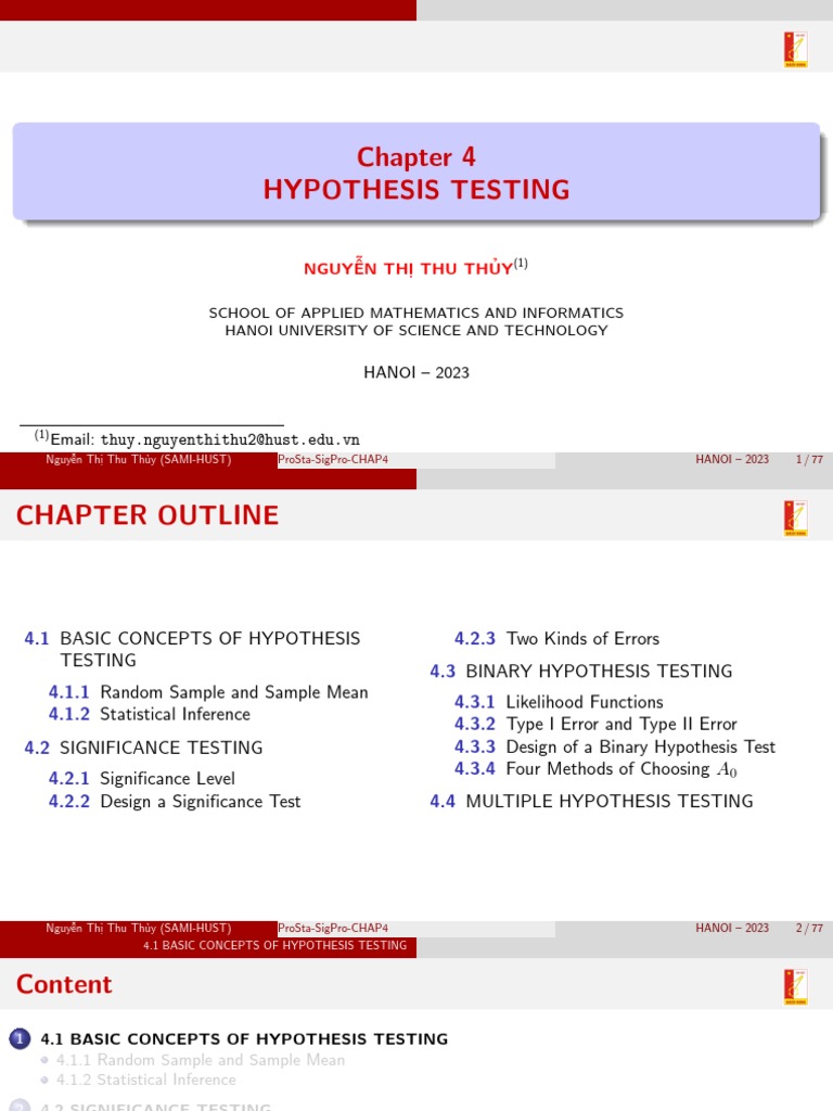 ProSta Chap4 MI2036 | PDF | Statistical Significance | Type I And Type Ii Errors