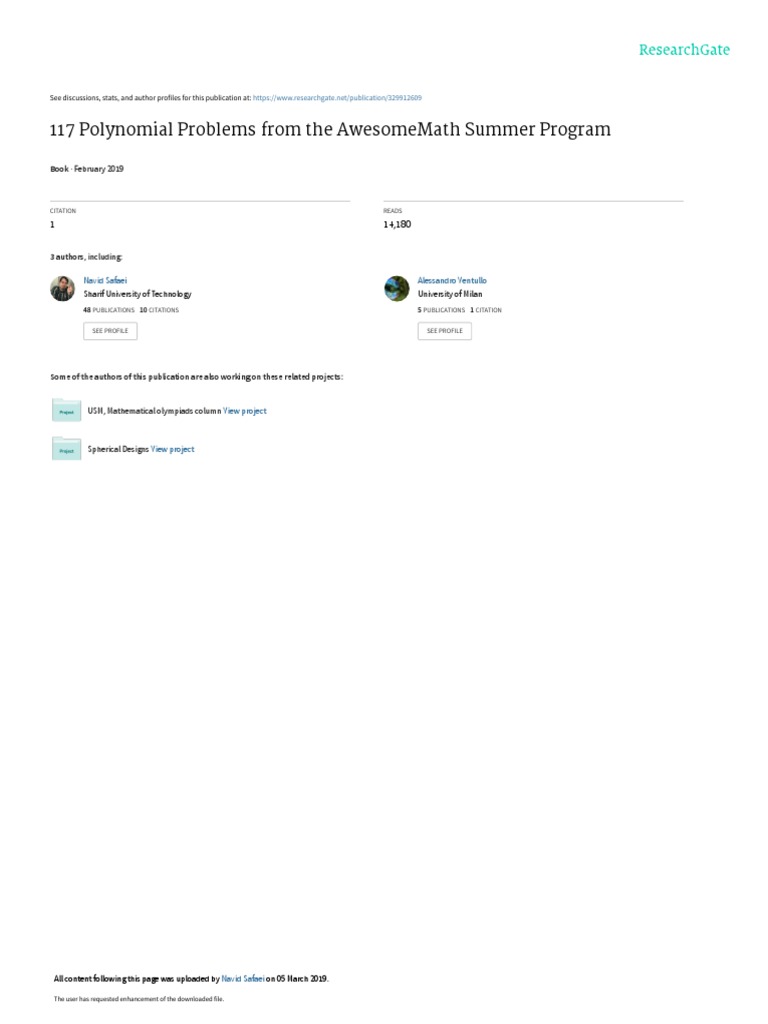 117 Polynomial Problems From Amsp Toc | PDF