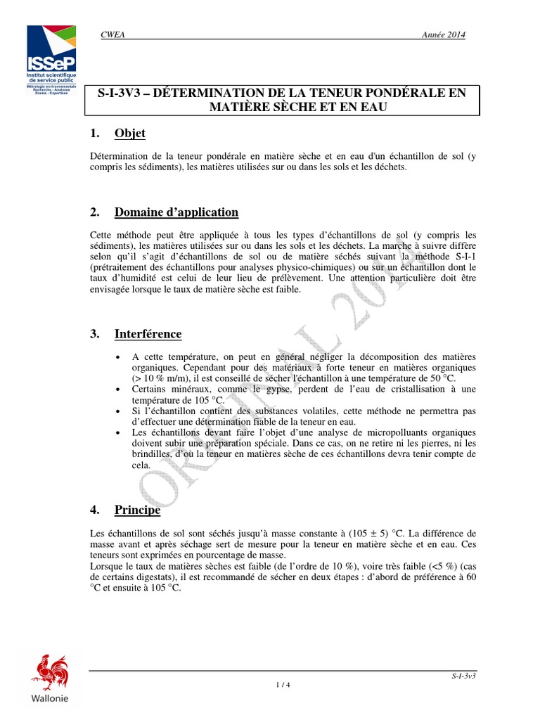 4 S I 3v3 Détermination de La Teneur en Matière Pondérale en Matière ...