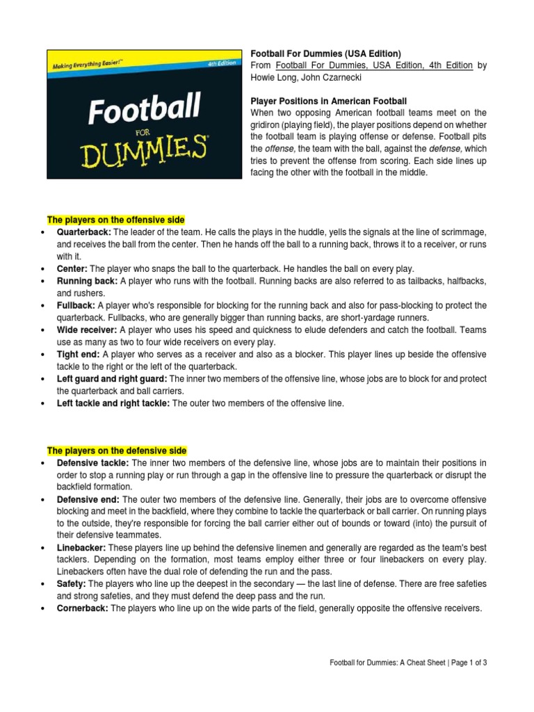 Football Basics for Beginners | PDF | Gridiron Football | American Football