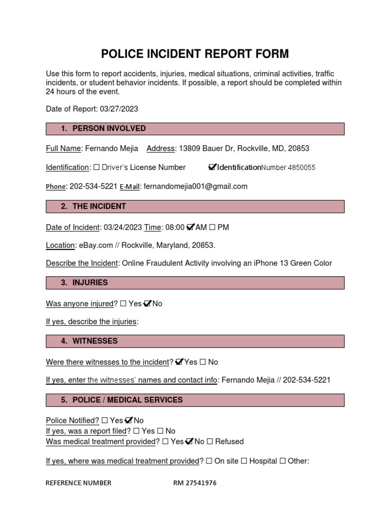 Police Incident Report 03.27.23 FERNANDO MEJIA | PDF