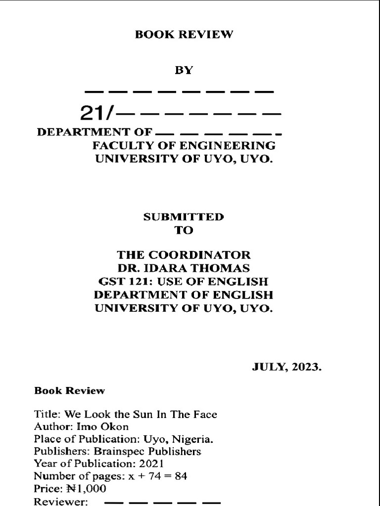 Original Copy Book Review For Engineering | PDF