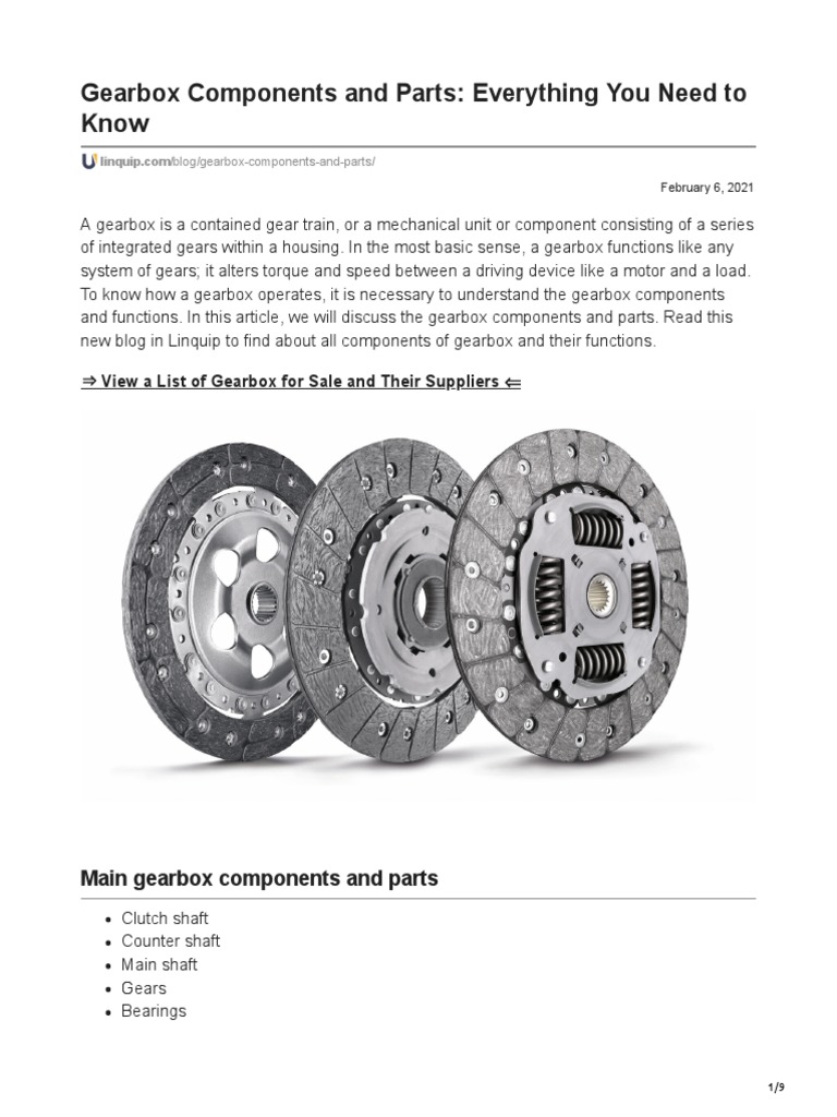 Gearbox Components and Parts Everything You Need To Know | PDF | Manual ...