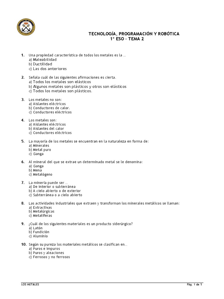 Características y usos de los metales | PDF