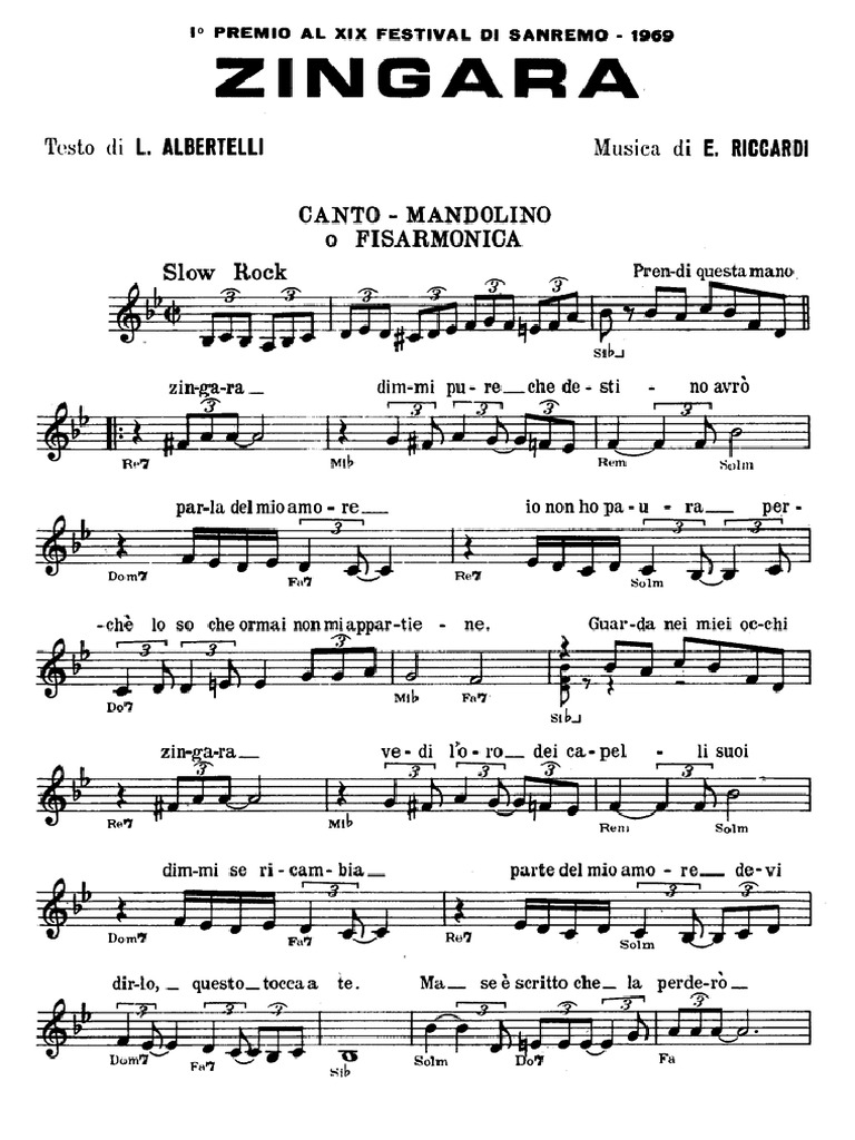 ZINGARA Iva Zanicchi Bobby Solo | PDF