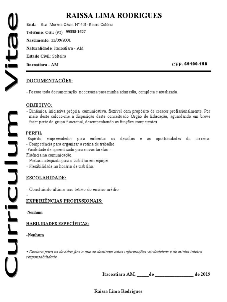 Curriculum RYAN ALMEIDA | PDF