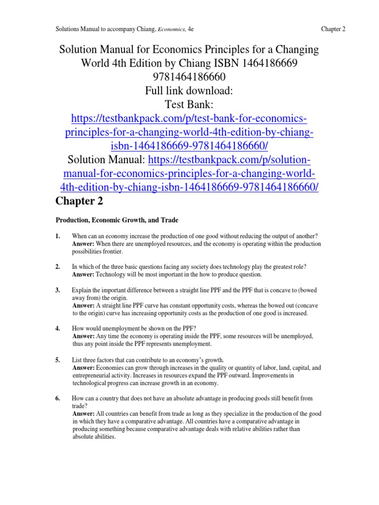 Solutions Manual for Economics 4e Chapter 2 | PDF