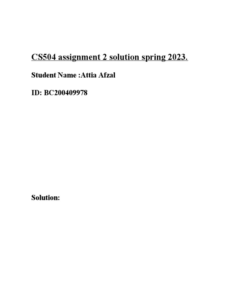 cs504 Assignment 2 | PDF