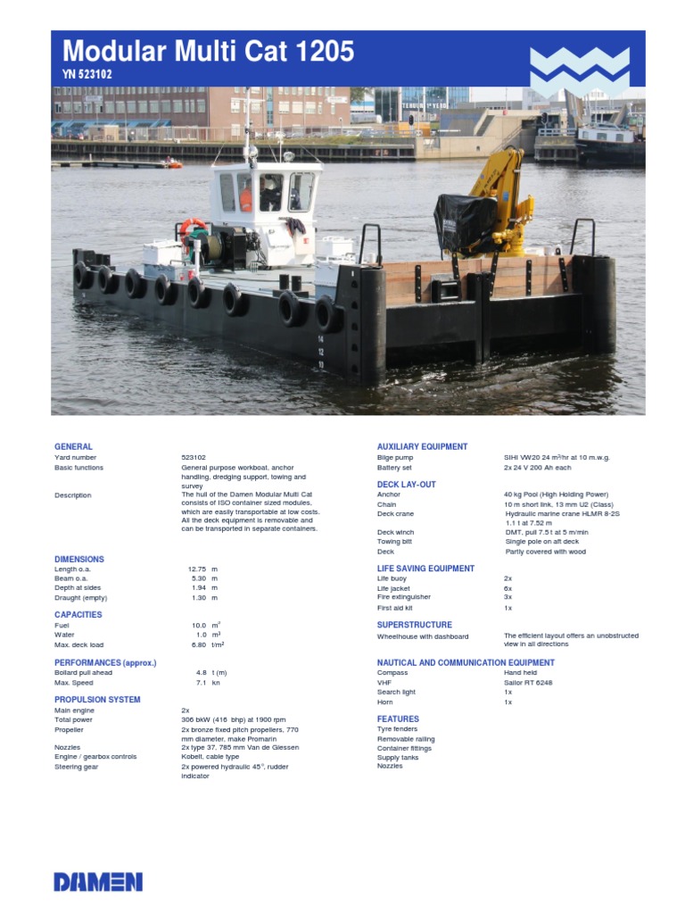 Damen Modular Multi Cat 1205 Specs | PDF | Deck (Ship) | Marine Propulsion