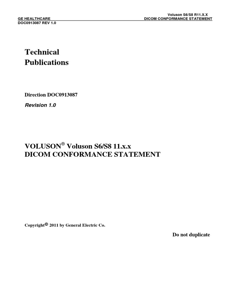 Erability Dicom Ultrasound Gehc Dicom Conformance Voluson s6 s8 11xx Doc0913087 Rev1 0 PDF | PDF ...