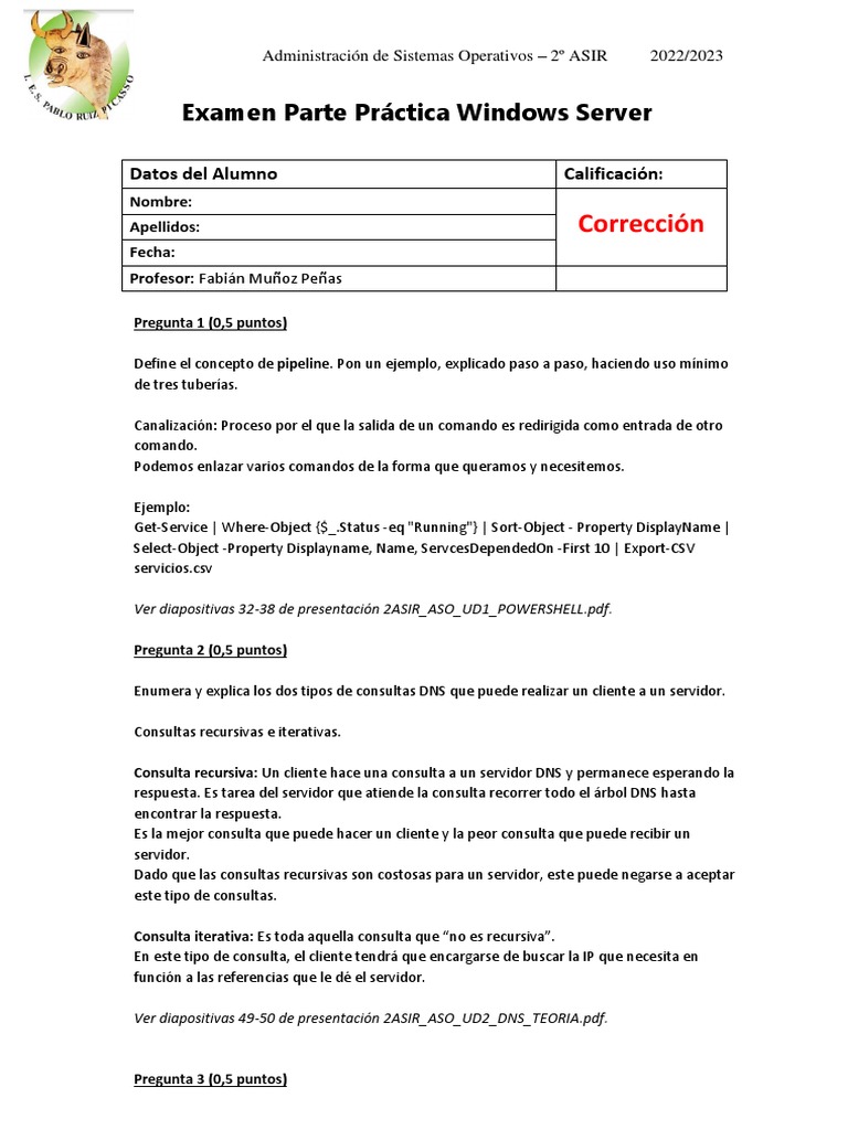 Soluciones Examen Aso Windows | PDF | sistema de nombres de dominio | Servidor (Computación)
