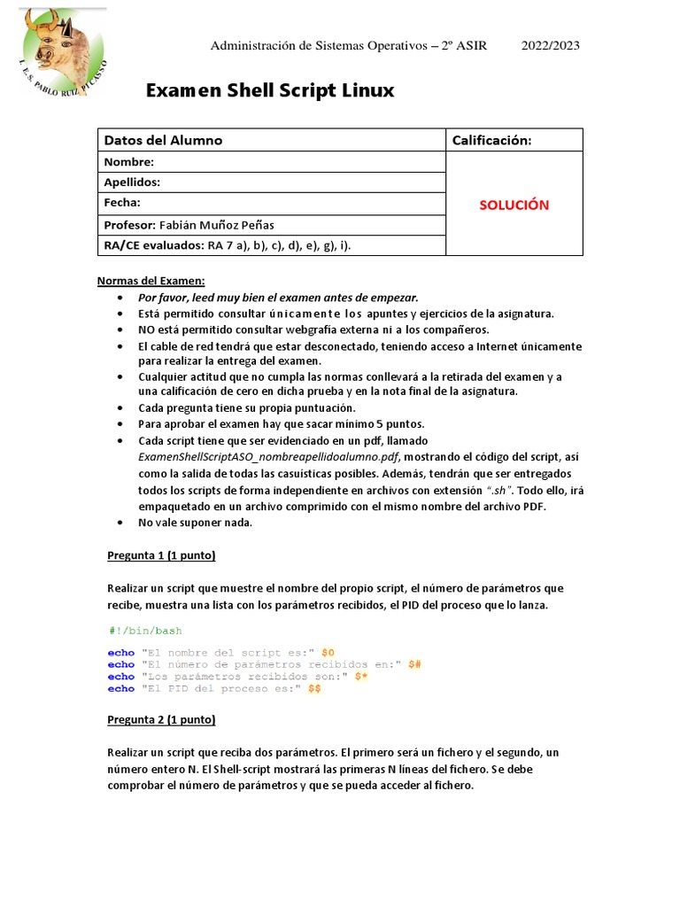 Examen Aso Shell Script Linux Soluciones | Descargar gratis PDF ... Examen Aso Shell Script Linux Soluciones | Descargar gratis PDF ...