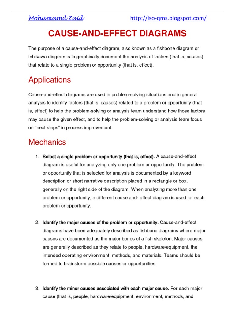 Cause-and-Effect Diagram Overview | PDF | Causality | Systems Science