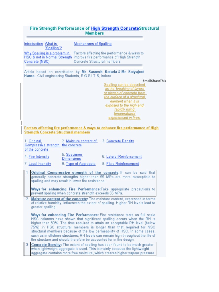 Fire Strength Performance of | PDF | Concrete | Strength Of Materials