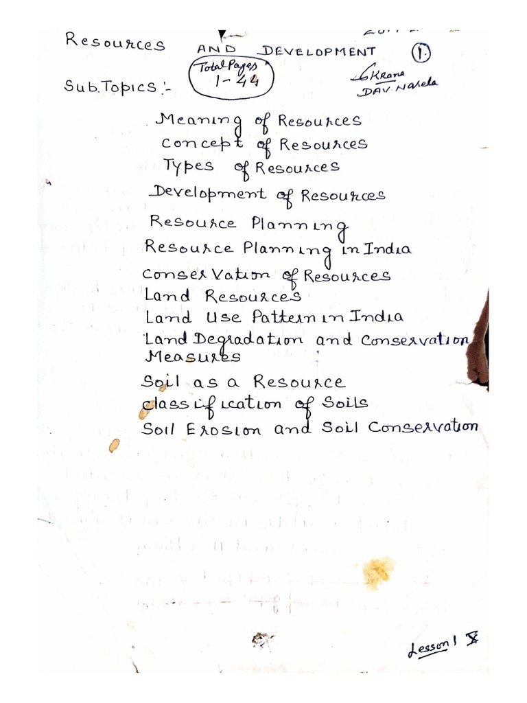 Resources and Development CH 1 Geo Class 10 | PDF