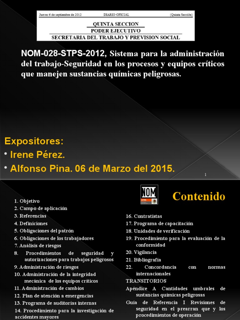 NOM-028-STPS-Sistema para La Administración Del Trabajo-Seguridad en Los Procesos y Equipos ...