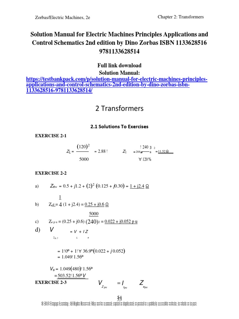 Solution Manual For Electric Machines Principles Applications and ...